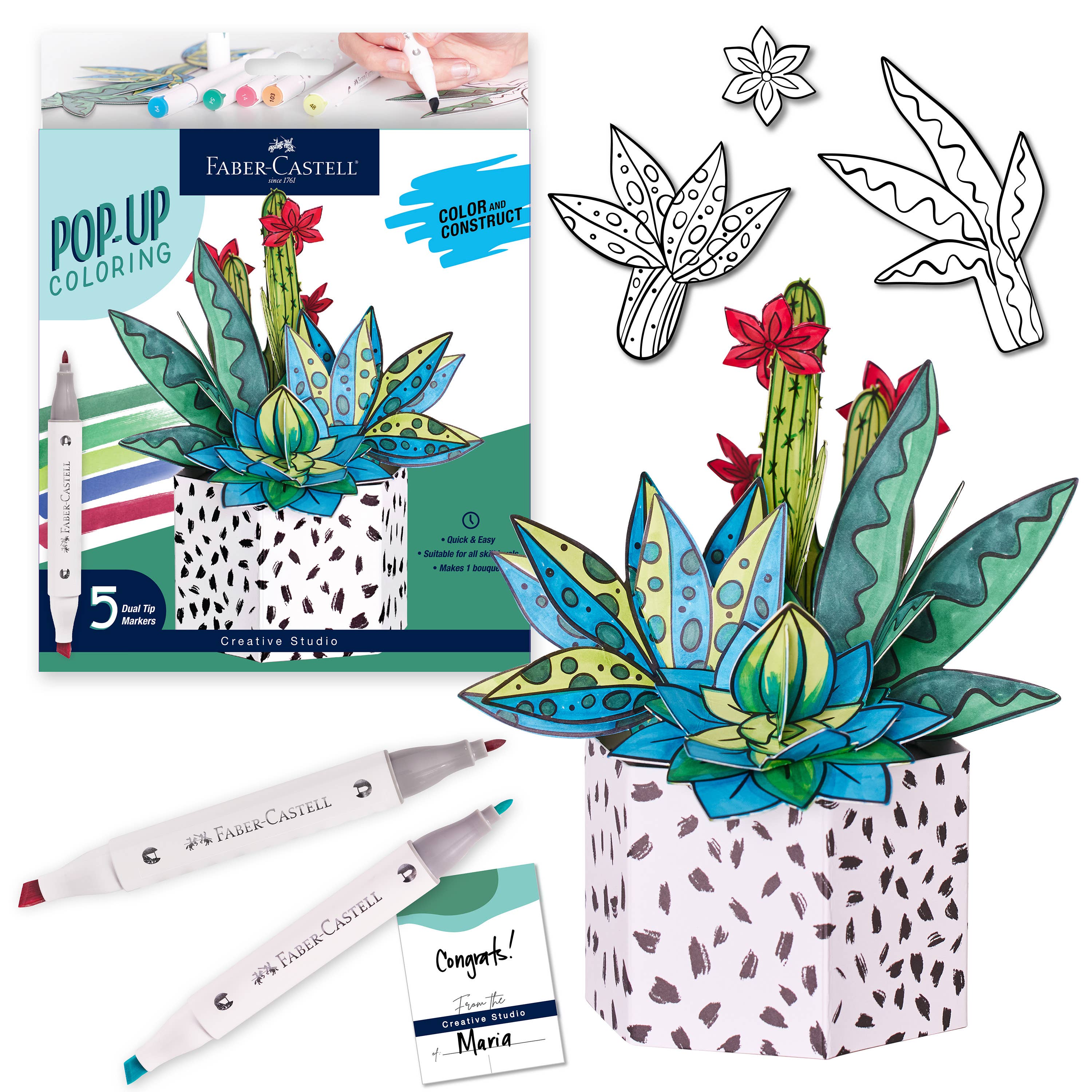 Pop Up Coloring Succulents Bouquet - Adult Coloring Craft – Young Explorers
